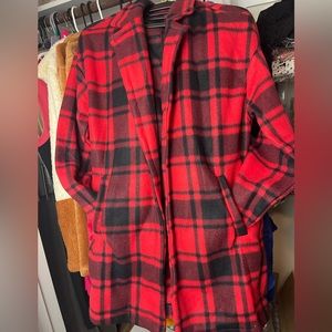 Imported | Jackets & Coats | Red Plaid Long Jacket | Poshmark
